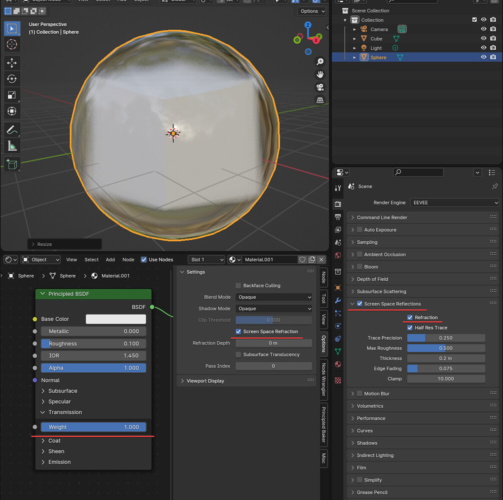 Refraction shader do not show inside content since Eevee Next in ...
