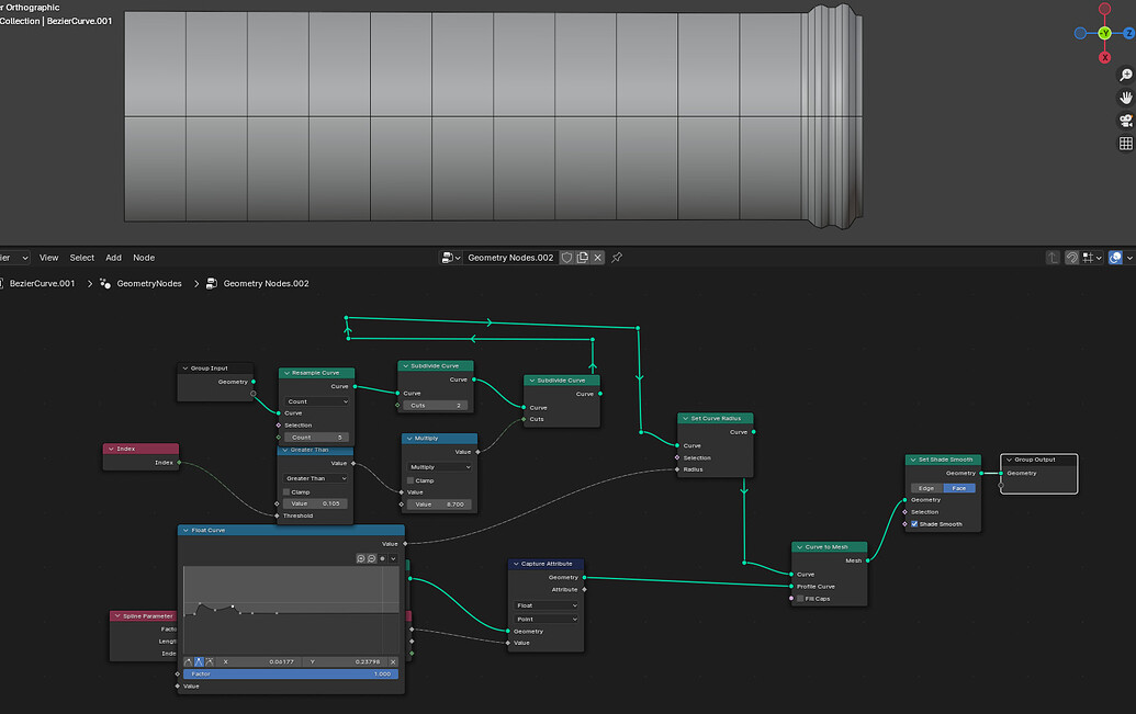 Blender 4.0 Geo Nodes: Condense vertex density on a curve & create ...