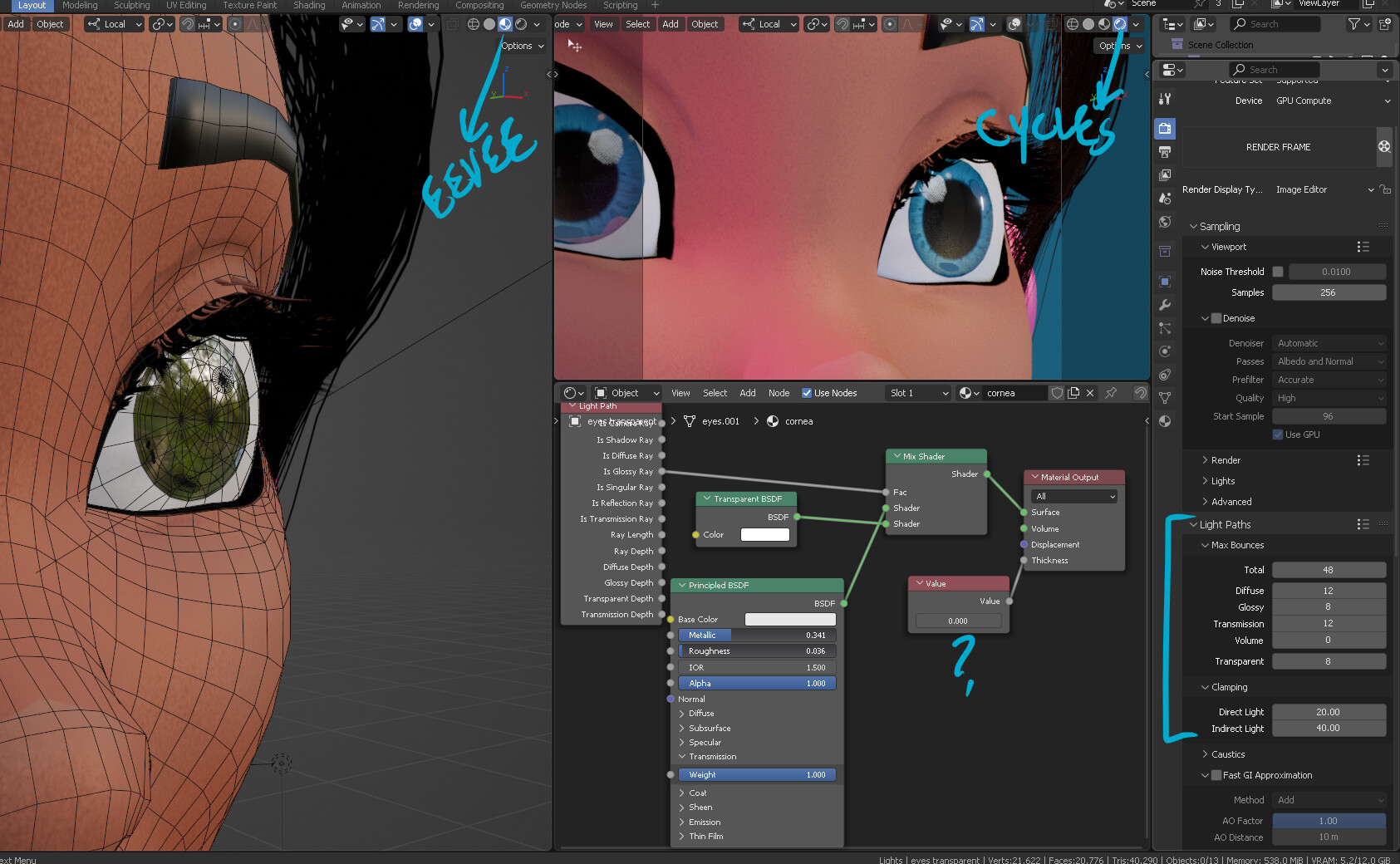 Eye transparency in Blender 4.4 - Materials and Textures - Blender ...
