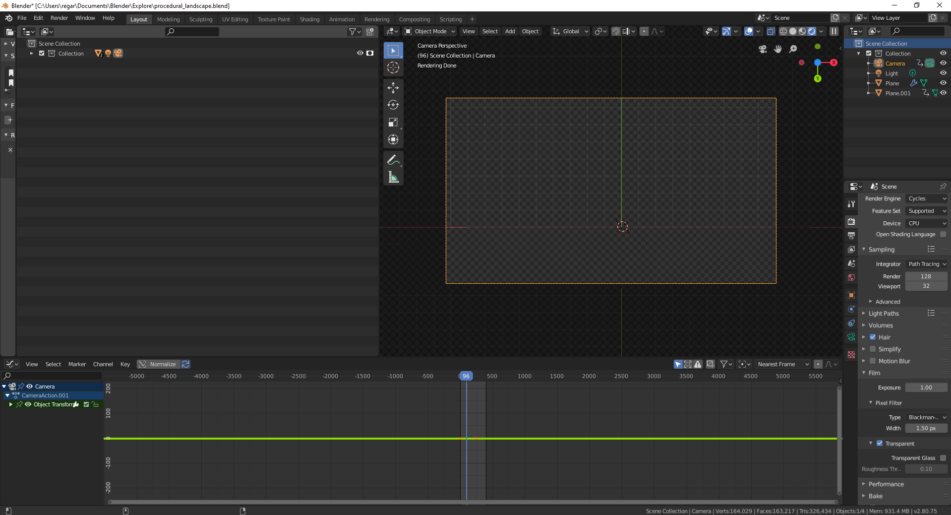Object Mode Camera Perspective shows animation, Render Animation shows ...