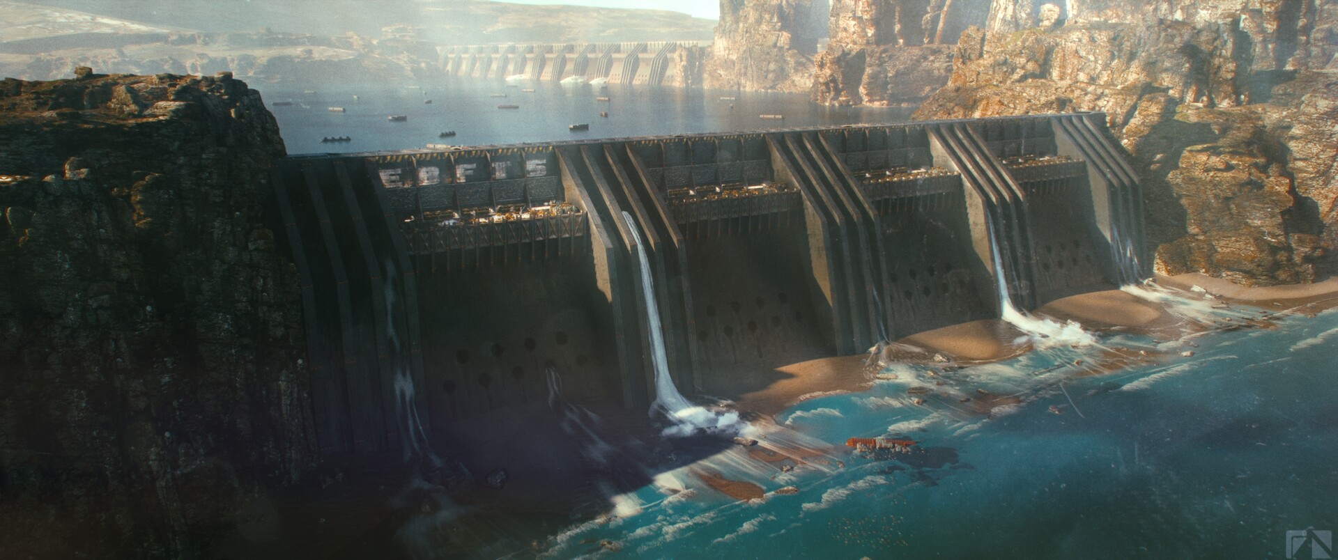 Water Dam Drawing 3d