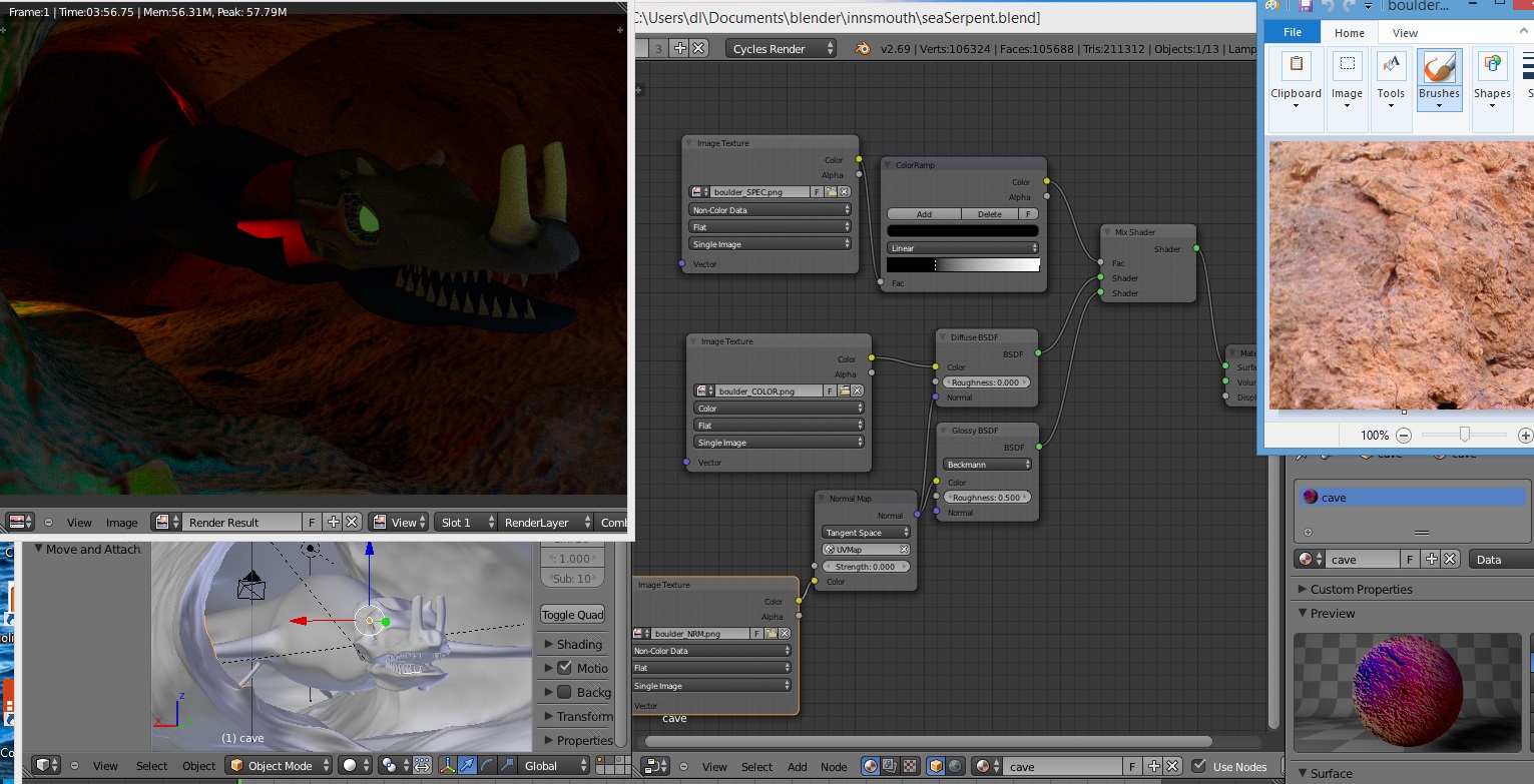 render material with spec/normal/color comes out with extra colors ...